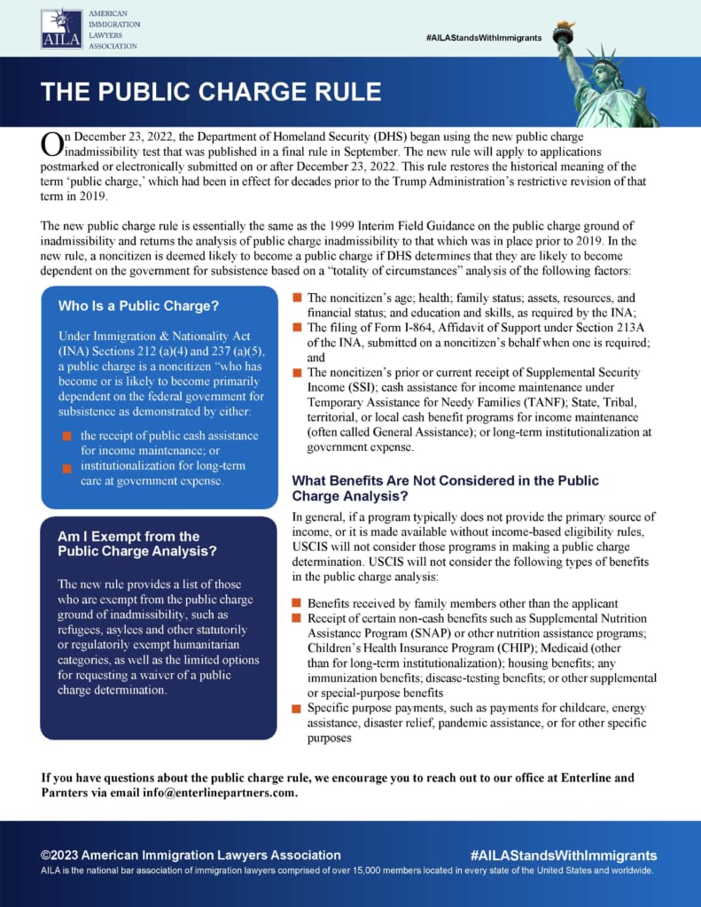 The Public Charge Rule – A Summary from the USCIS